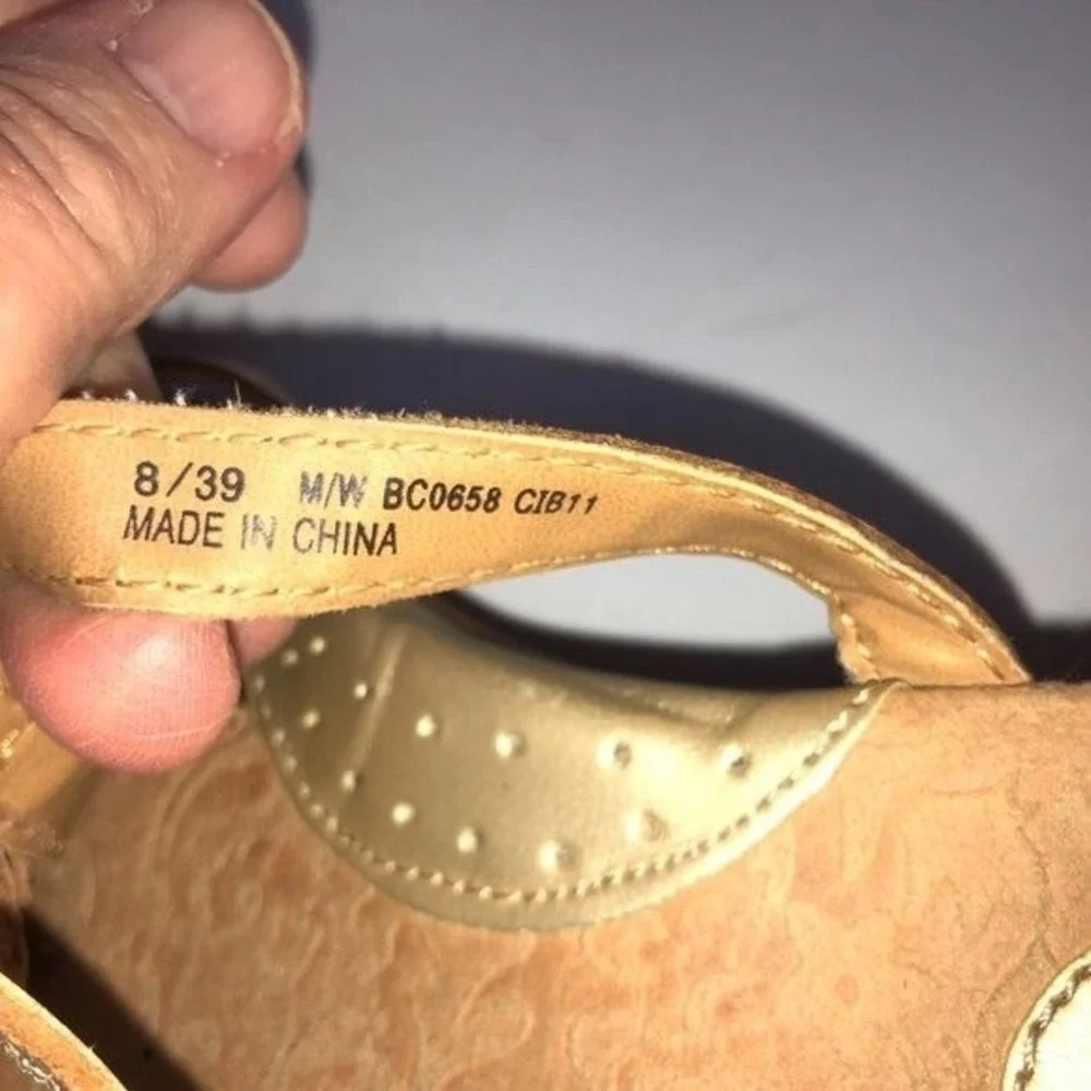 boc | Shoes | Boc Born Concept Slip On Leather Sandals Beige Goldtone ...